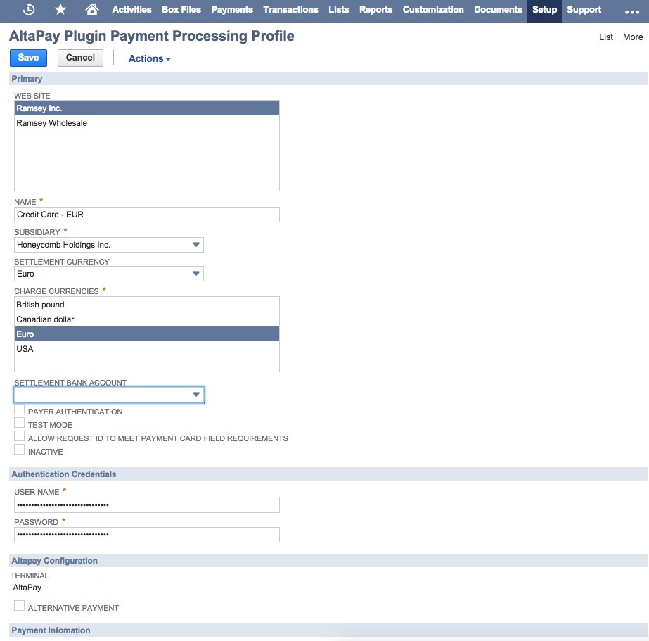 Configuring the NetSuite Plugin